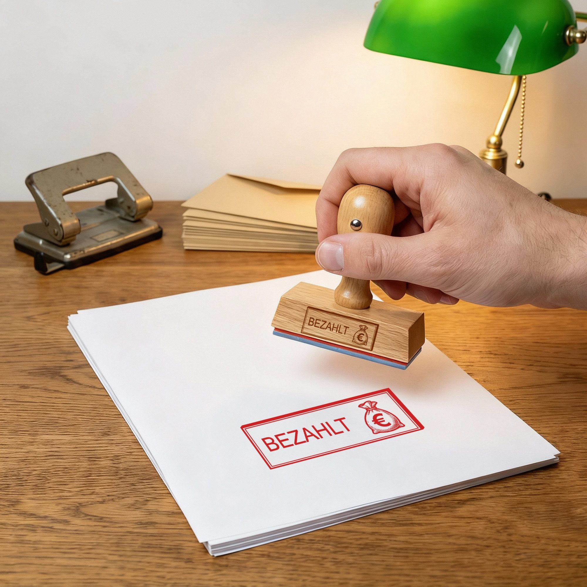 Dekolando Stempel Bürostempel BEZAHLT Geldsack Stempel – Holzstempel ...