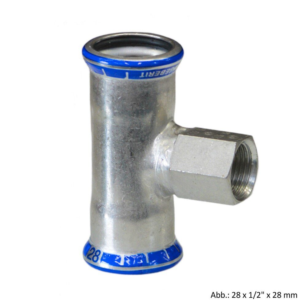 GEBERIT Wasserrohr Geberit Mapress Edelstahl T-Stück IG, 15mm x 1/2" x 15mm