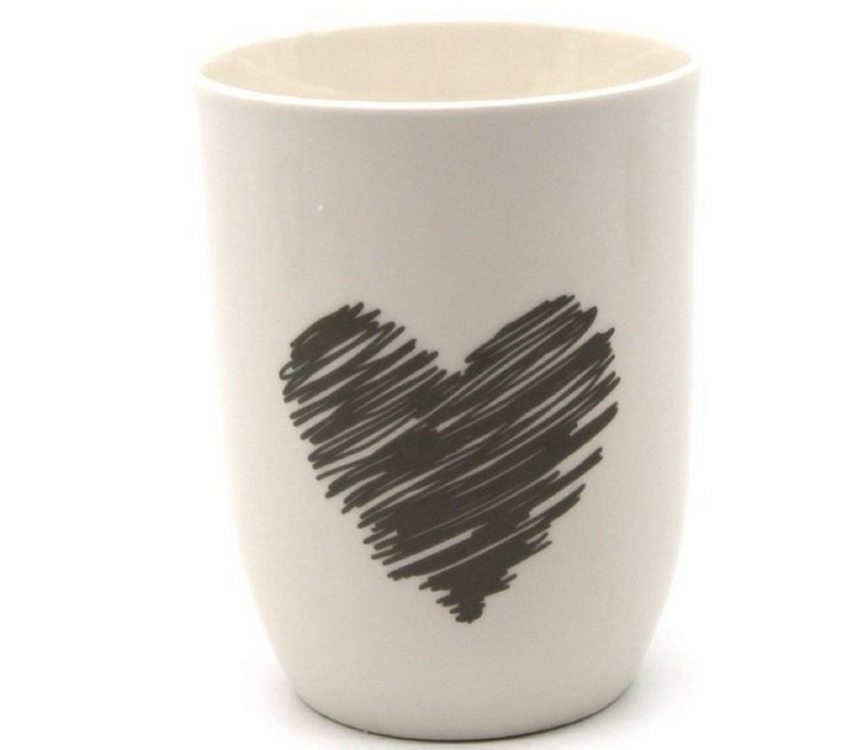 Mea Living Tasse Mea Living Kaffee Tasse Becher 500ml Herz Anthrazit Porzellan Liebe Motiv