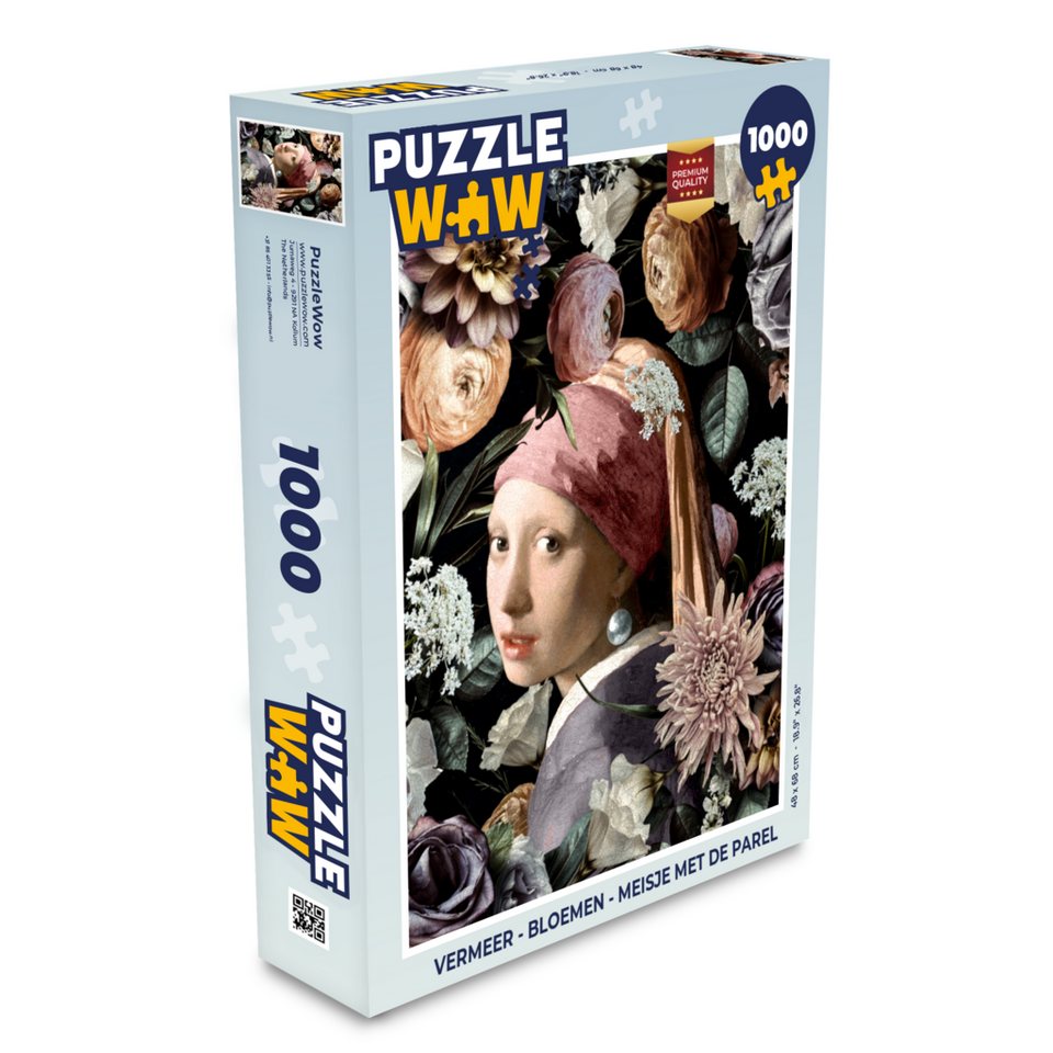 Muchowow Puzzle Mädchen Mit Perlenohrring Blumen Vermeer Pastell