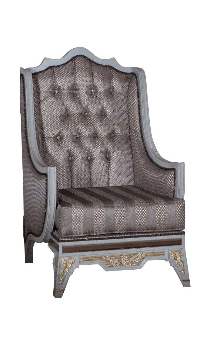 Jvmoebel Chesterfield Sessel Sessel Luxus Designer Grau Textil 1 Sitzer