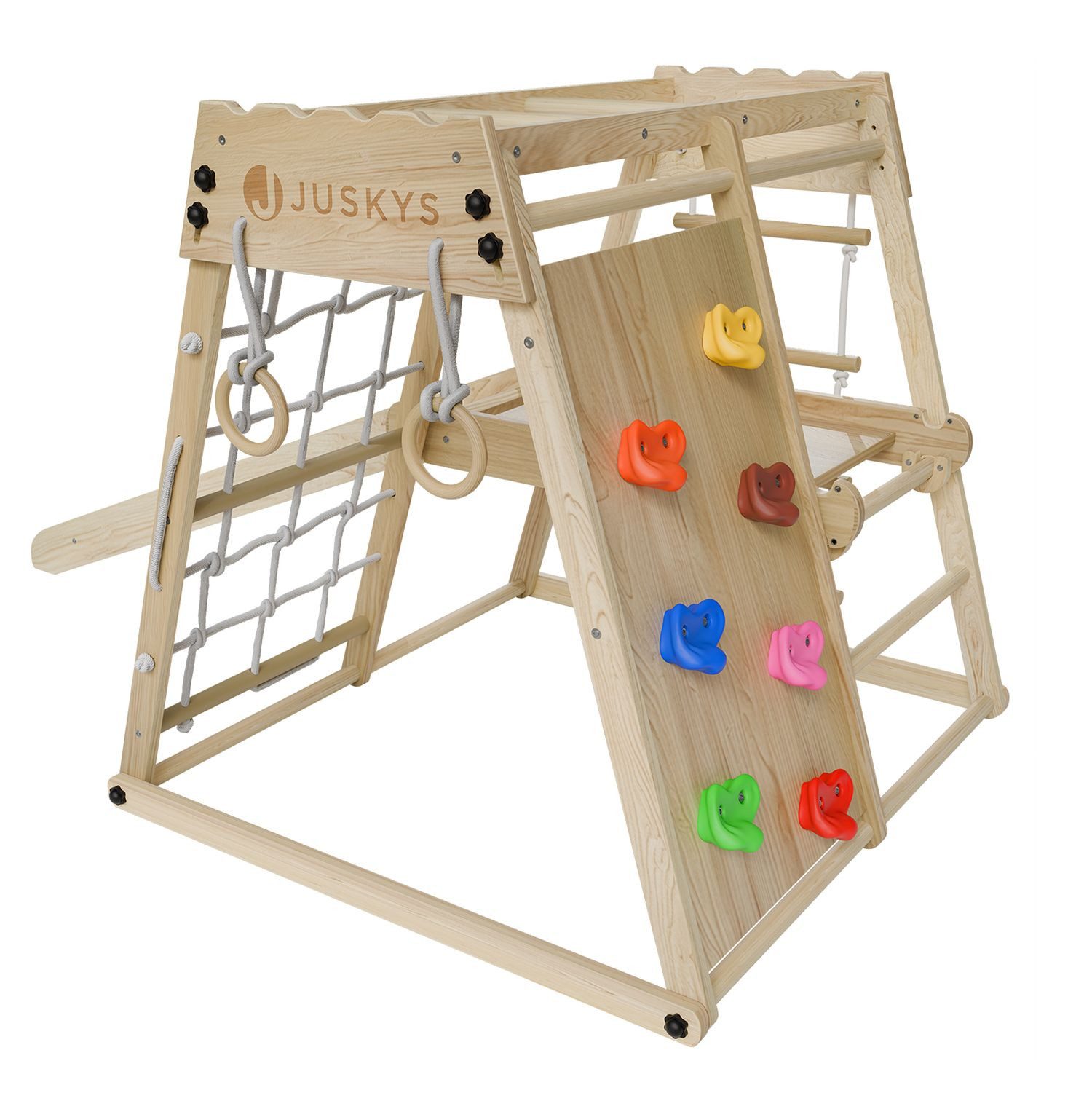 Juskys Klettergerüst Mini, für Kinder, Holz, Indoor Spielplatz klappbar ...