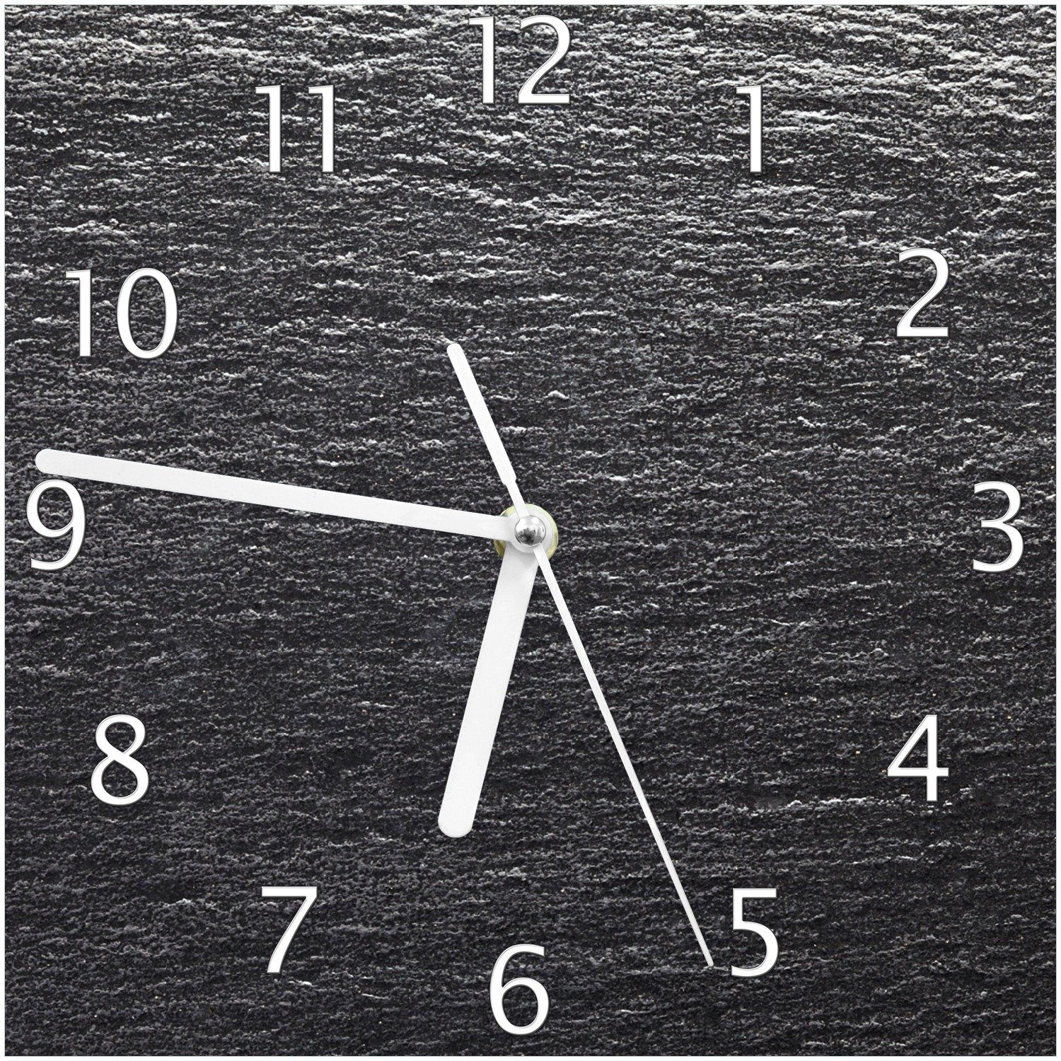 Wallario Wanduhr Muster Schwarz Weiße Steintafel Optik Glasuhr