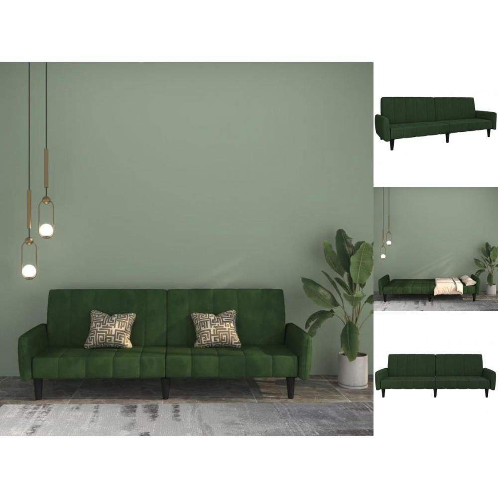 Vidaxl Sofa Schlafsofa 2 Sitzer Dunkelgrün Samt Schlafcouch Schlaffunktion