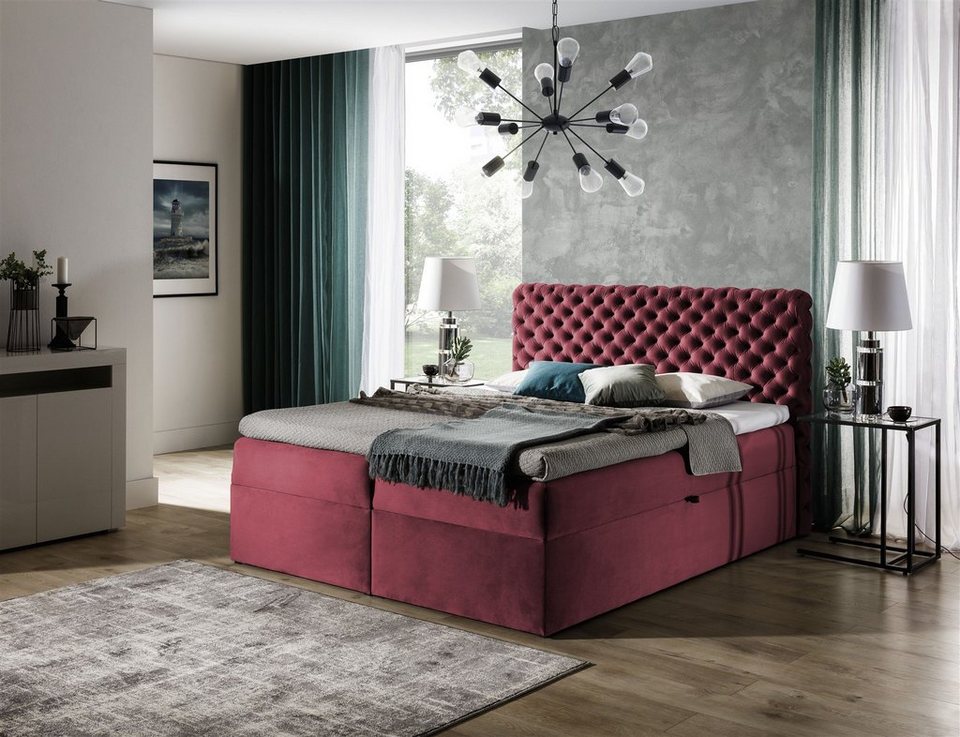 Fun Möbel Boxspringbett Boxspringbett Schlafzimmerbett William 100cm In
