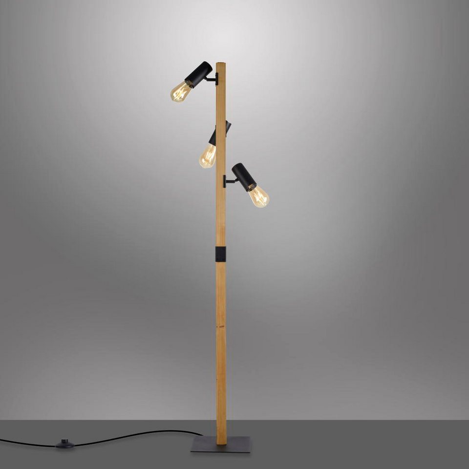 Click Licht Stehlampe Stehleuchte Pablo In Schwarz Und Natur Dunkel E27