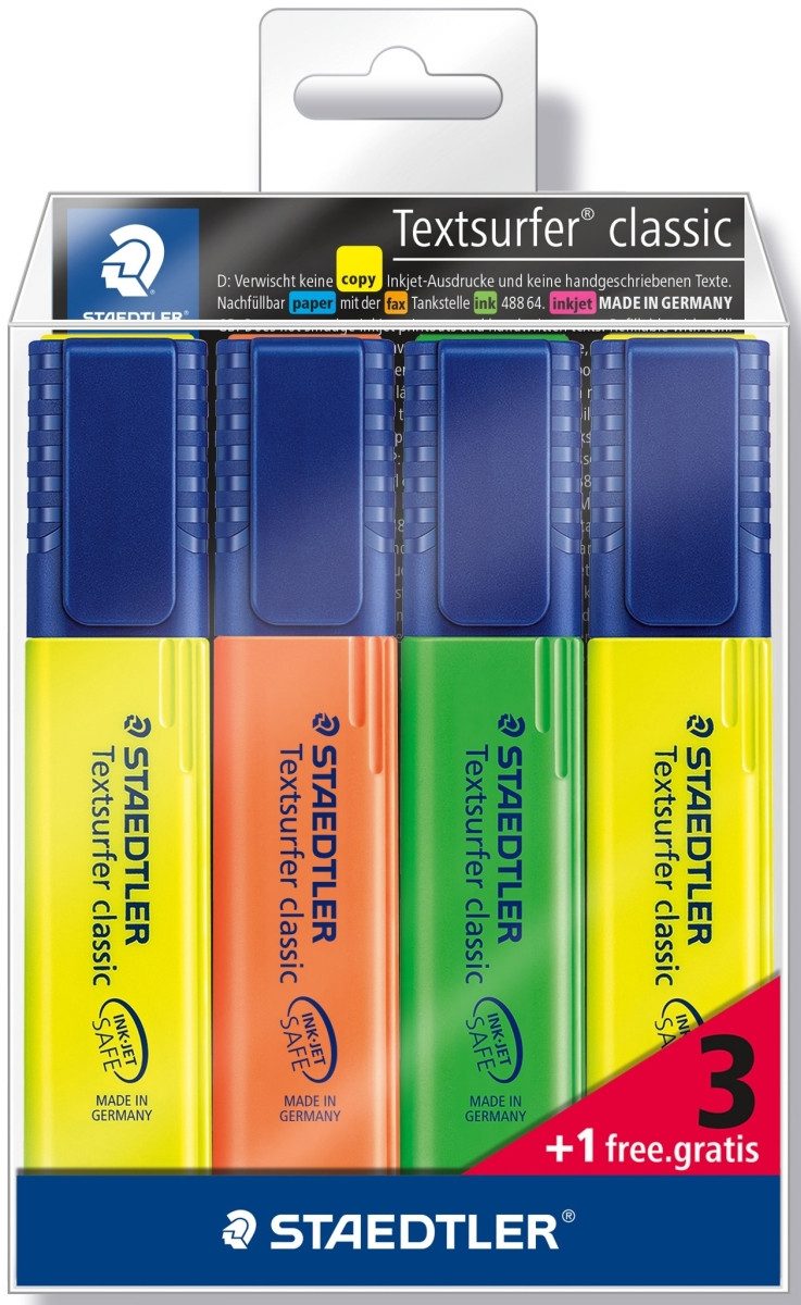 STAEDTLER Marker Textmarker Textsurfer classic farbig sortiert VE=4 ...