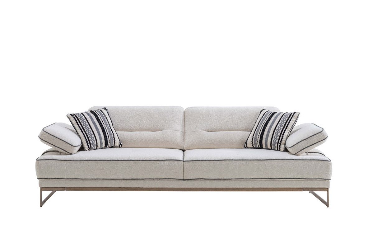 Jvmoebel Sofa Weißes Sofa Exklusiver 3 Sitzer Wohnzimmer Textil Polster