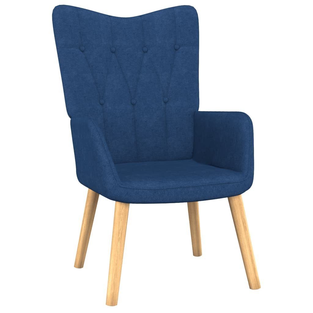 vidaXL Sessel Relaxsessel mit Hocker Blau Stoff