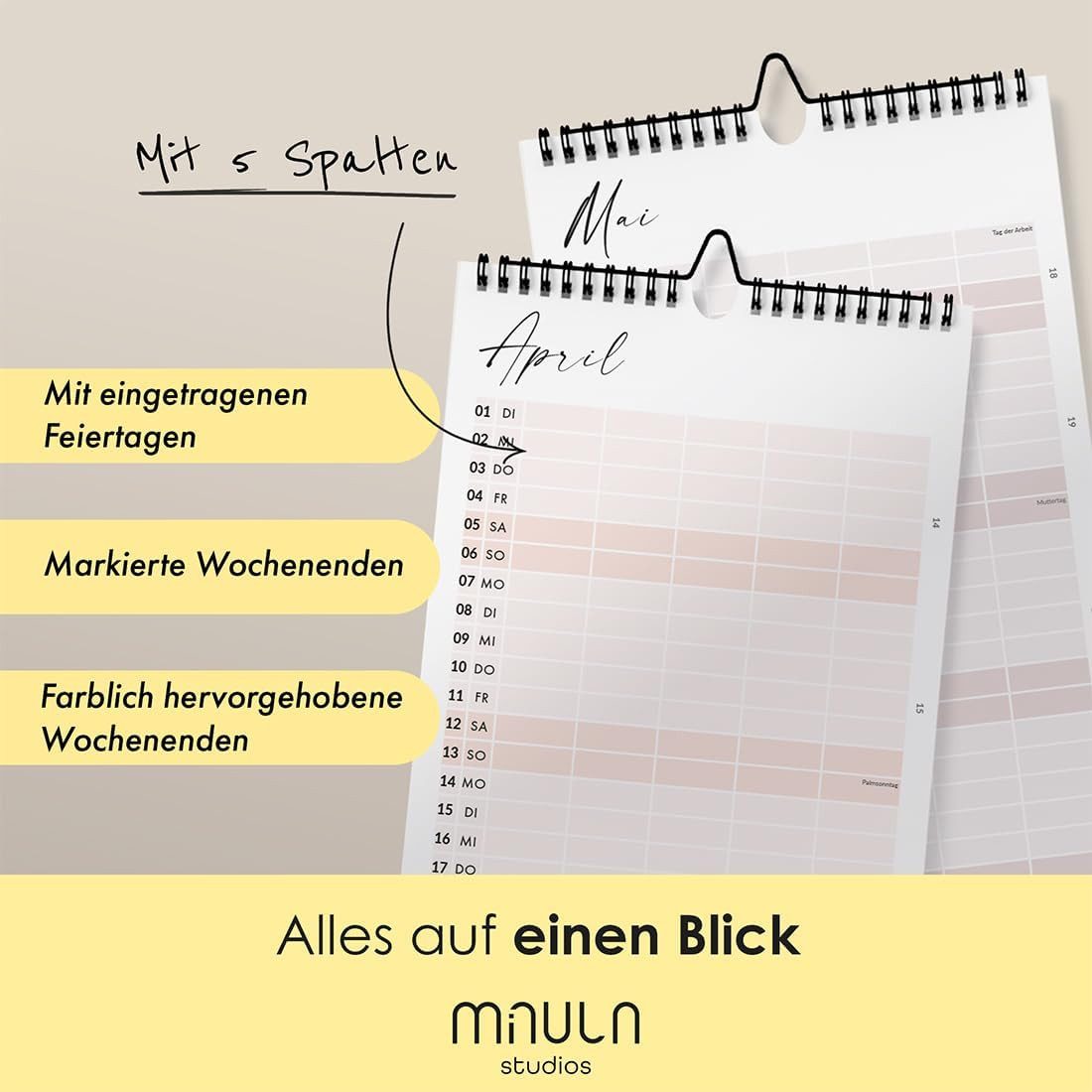 Milula Studios Wandkalender 2025 - Kalender 2025 - Familienplaner ...