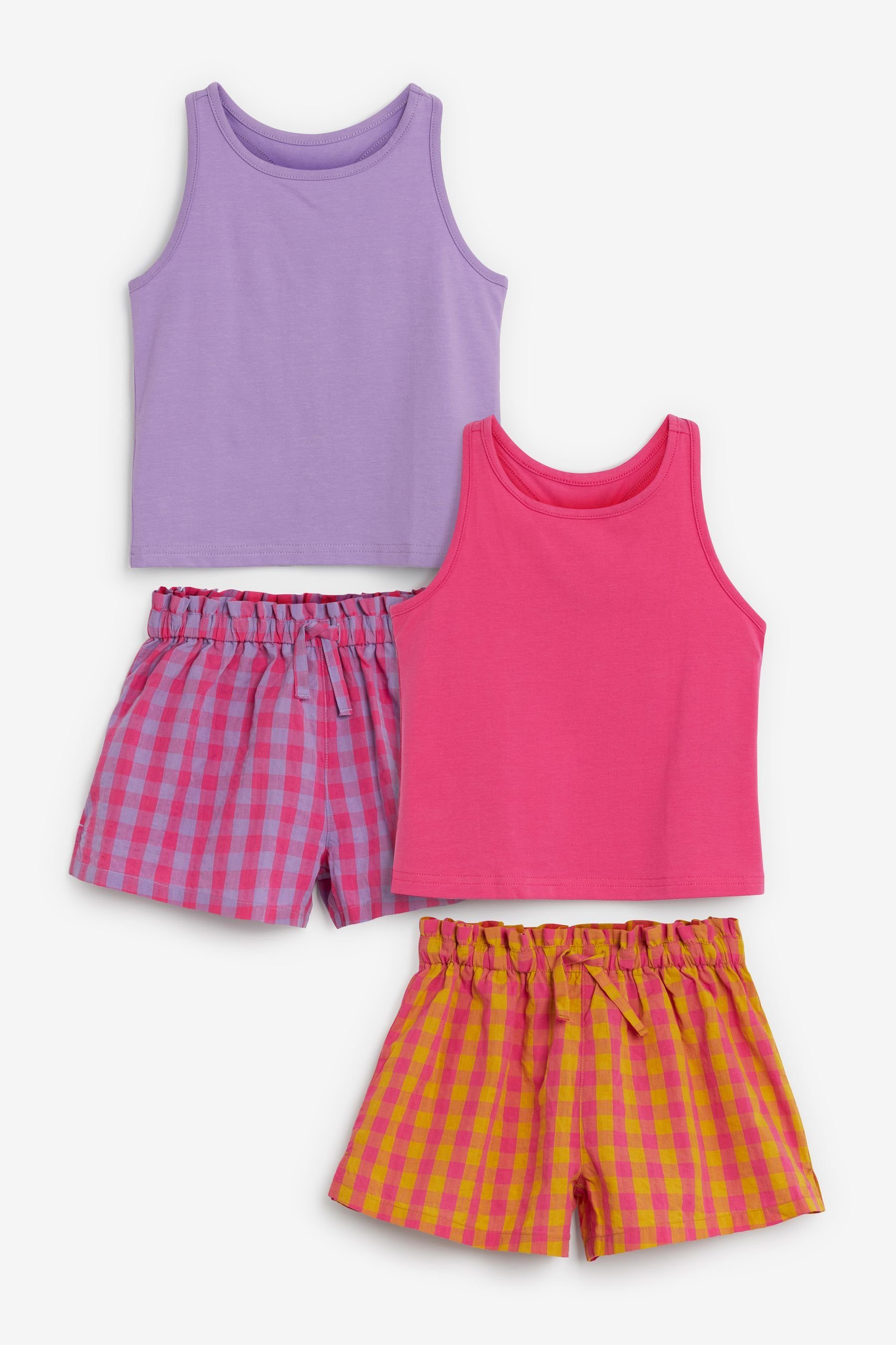 Next Pyjama Webstoff Pyjamas Mit Shorts 2er Pack 4 Tlg