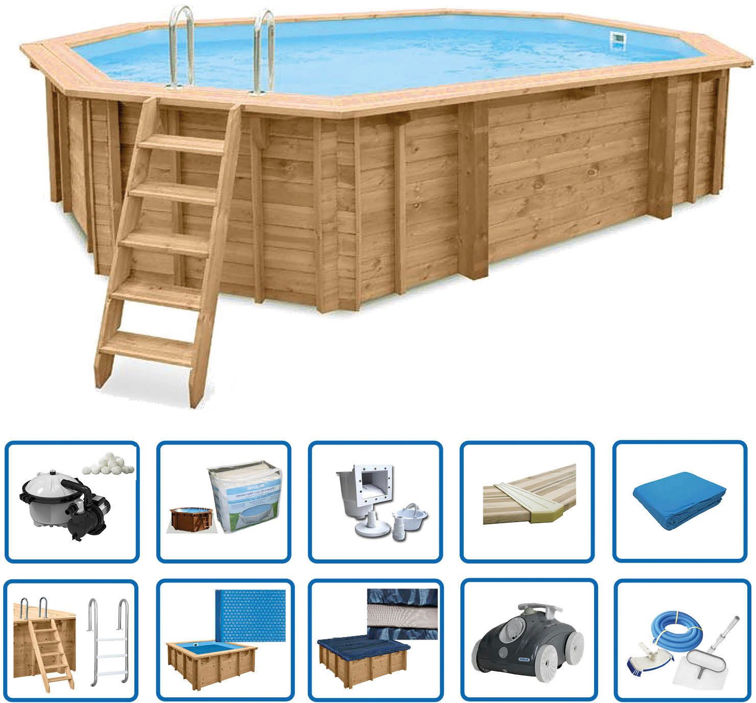 Interline Pool Java Super (Set, 11-tlg), 640x400x138 cm, inkl. Poolroboter