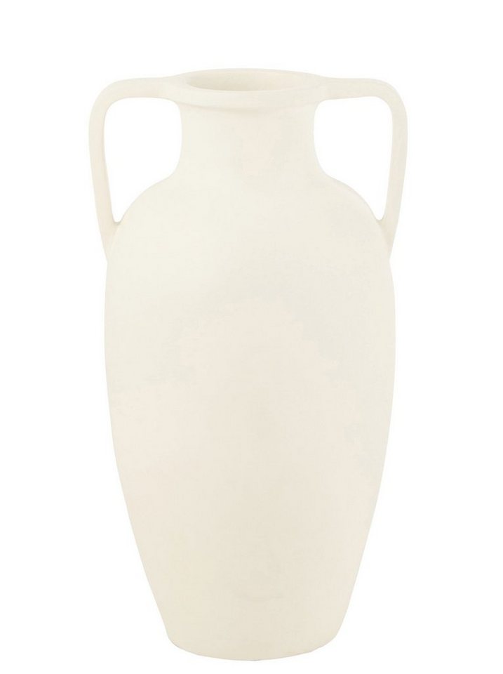 Gilde Dekoobjekt Große 2 Henkige Terracotta Vase In Weiß 66 Cm Höhe