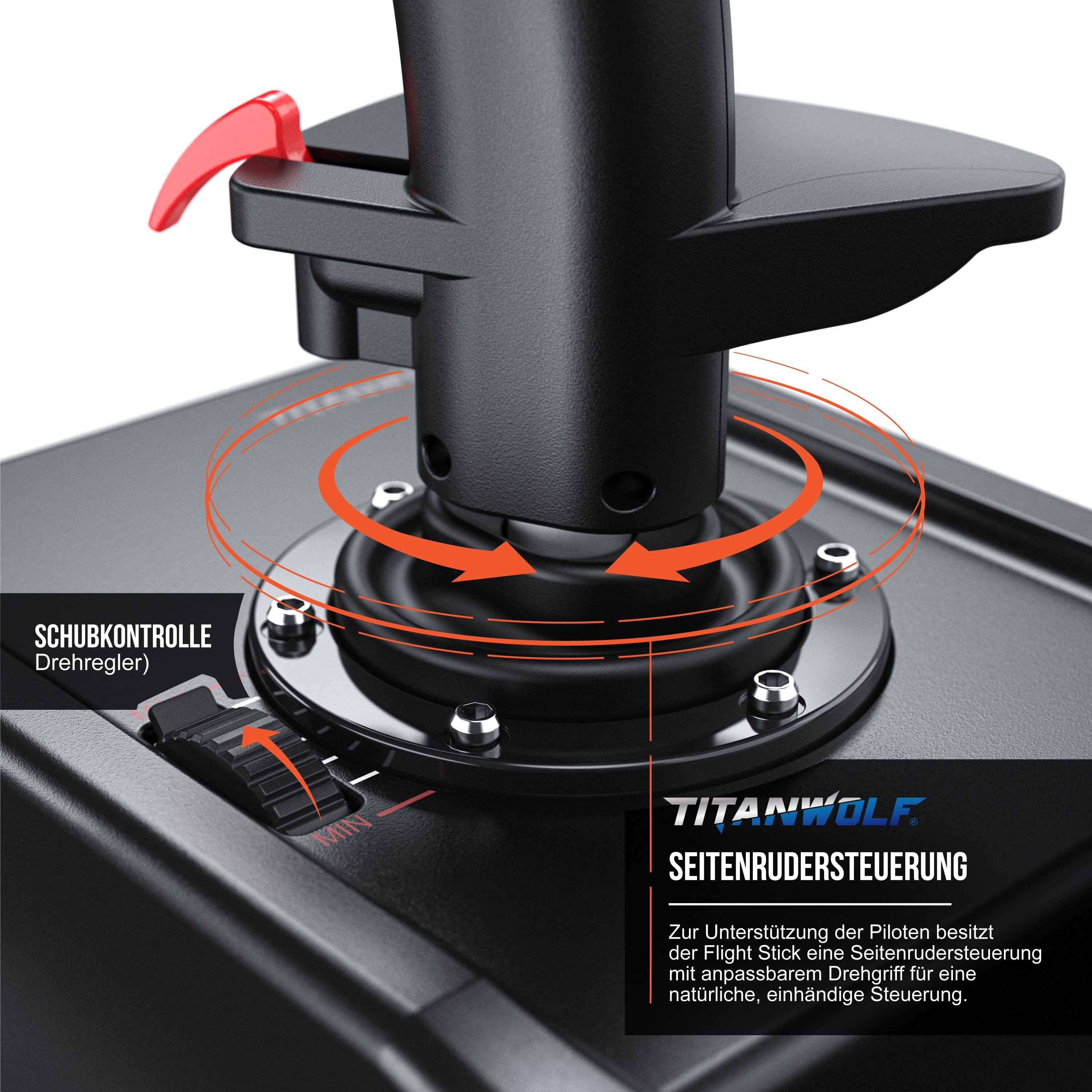 Titanwolf Joystick (Flight Stick mit HOTAS Funktion Vierweg mit ...