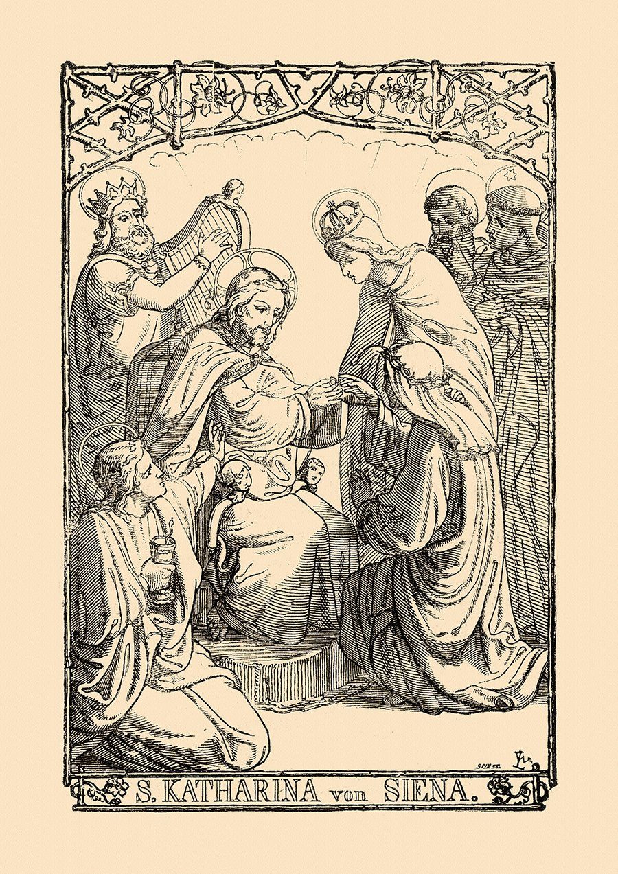 Kunstdruck Die heilige Katharina von Siena Caterina Holzstich Sankt A4 1046, (1 St)