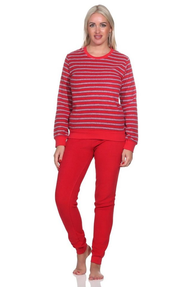 Normann Pyjama Wunderschöner Damen Frottee Schlafanzug Langarm Pyjama