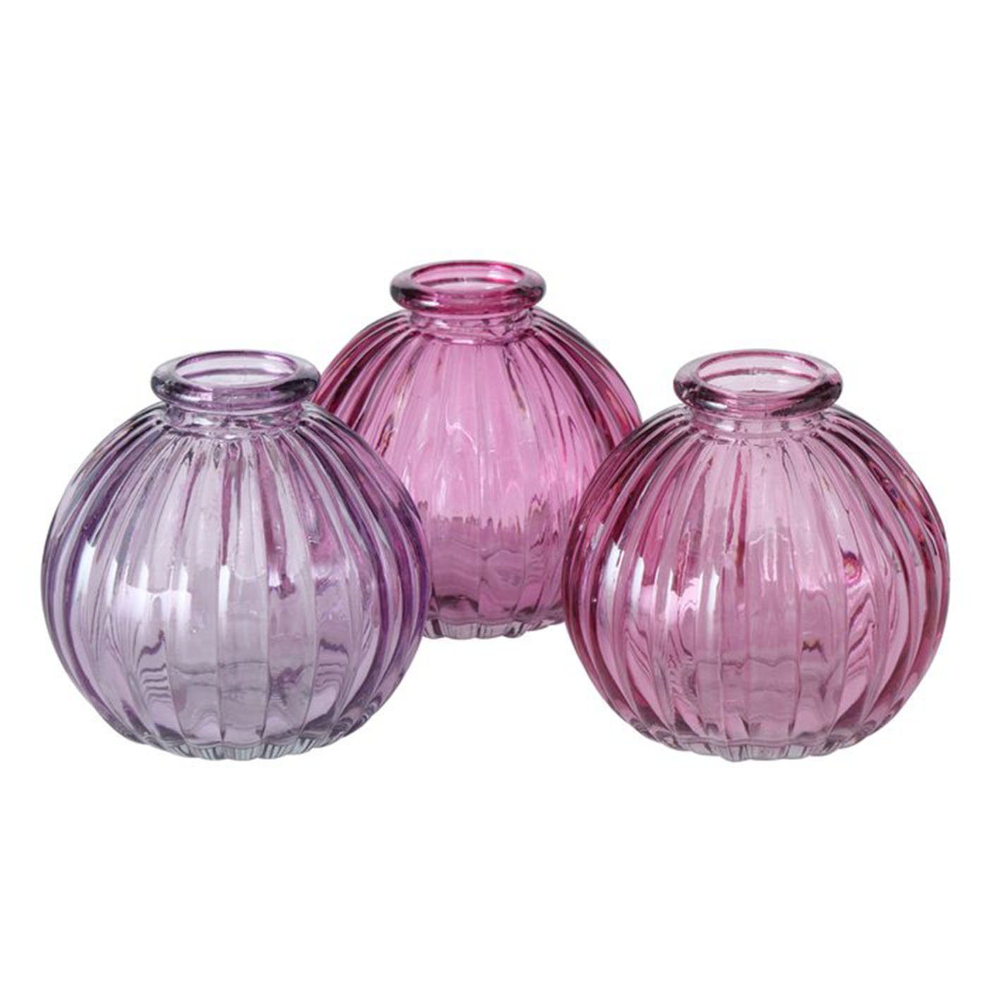 Boltze Dekovase Deko Vasen 3er Set Aus Glas Rosa Hellrosa Pink