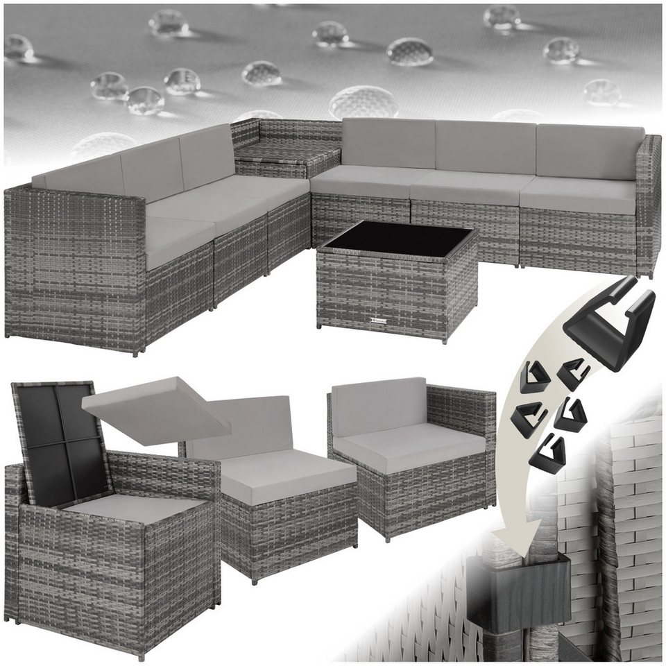 Tectake Loungeset Rattan Sofa Mit Aluminiumgestell Kreta 2 Tlg