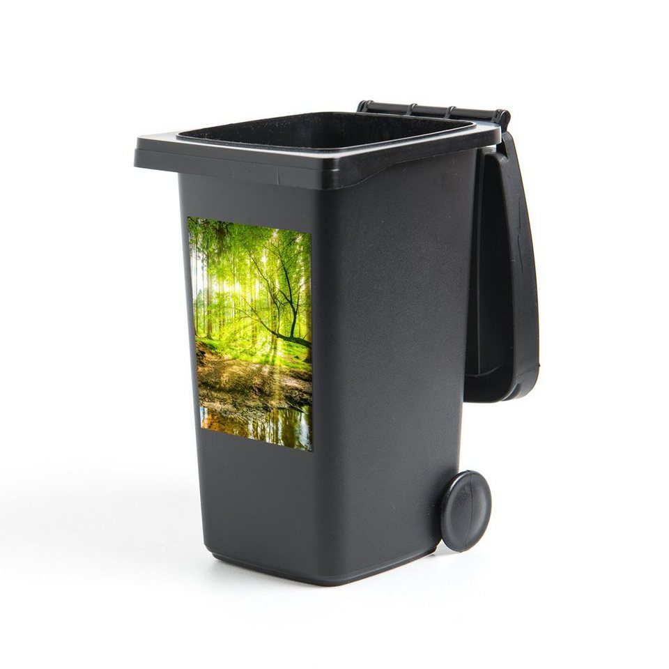 Muchowow Wandsticker Wald Landschaft Wasser Bäume Sonne Grün