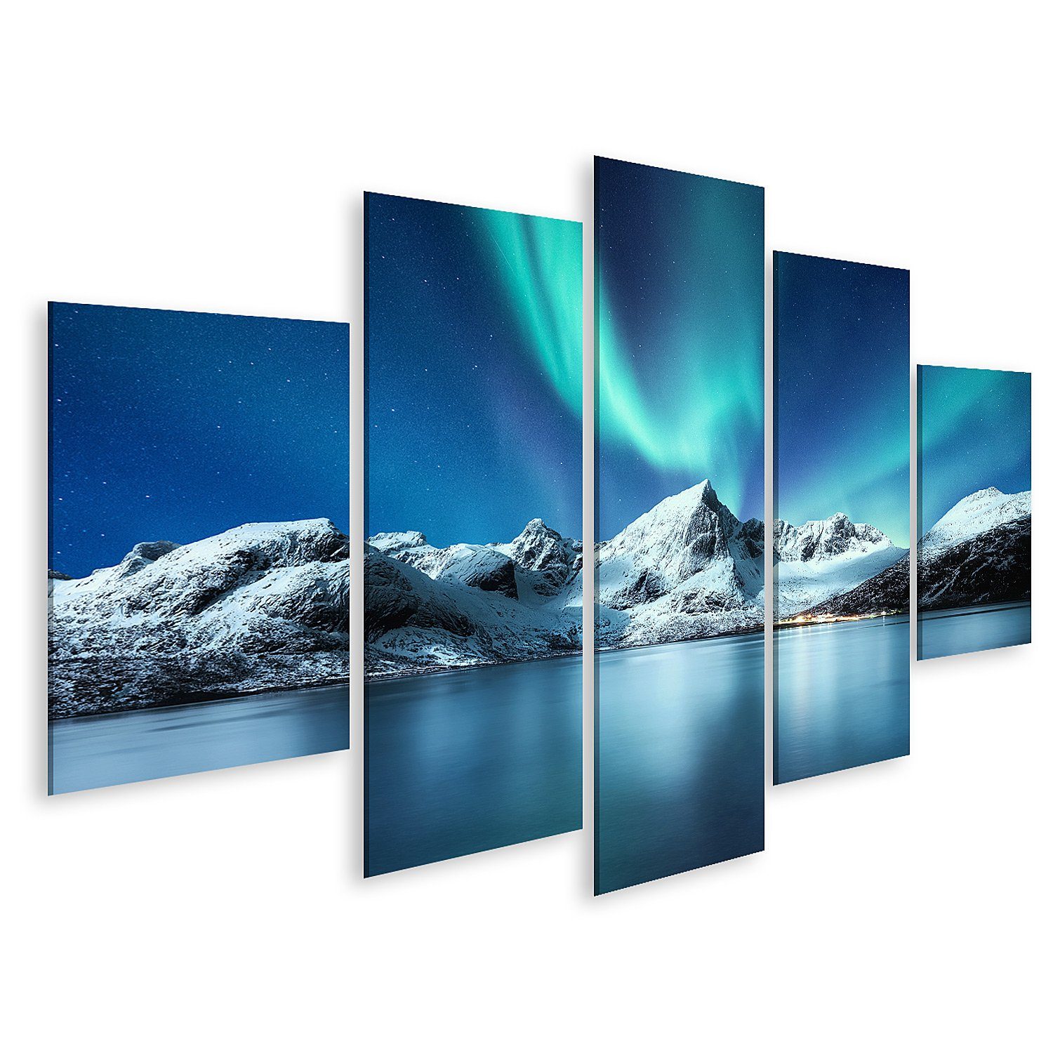 islandburner Leinwandbild Bild auf Leinwand Aurora Borealis Lofoten Inseln Norwegen Nordlichter
