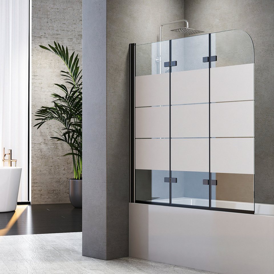 Boromal Duschwand für Badewanne 140 x 140 Badewannenaufsatz Schwarz 3 ... Boromal Duschwand für Badewanne 140 x 140 Badewannenaufsatz Schwarz 3 ...