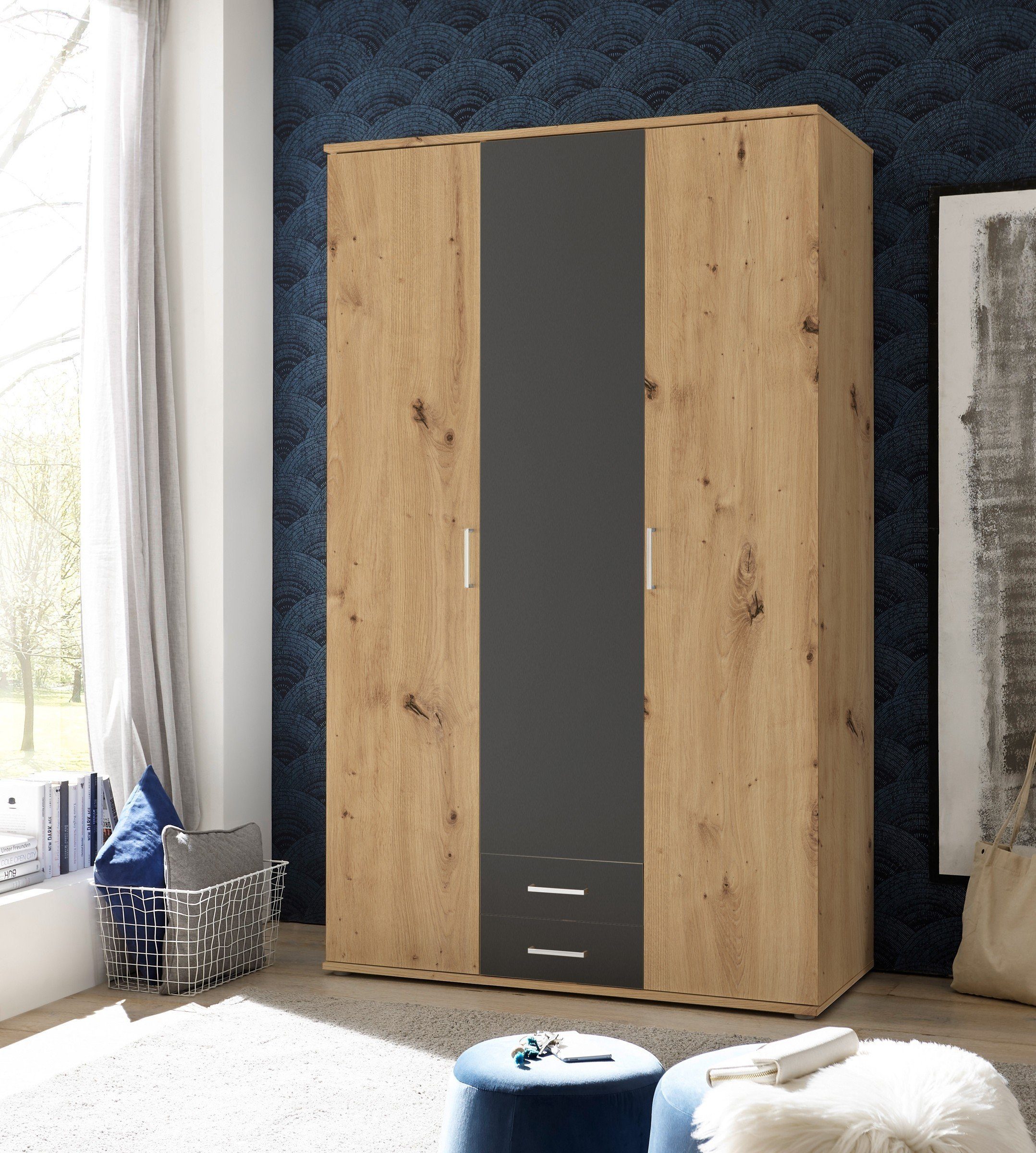 Möbelando Kleiderschrank Marburg In Artisan Eiche Graphit Mit 2