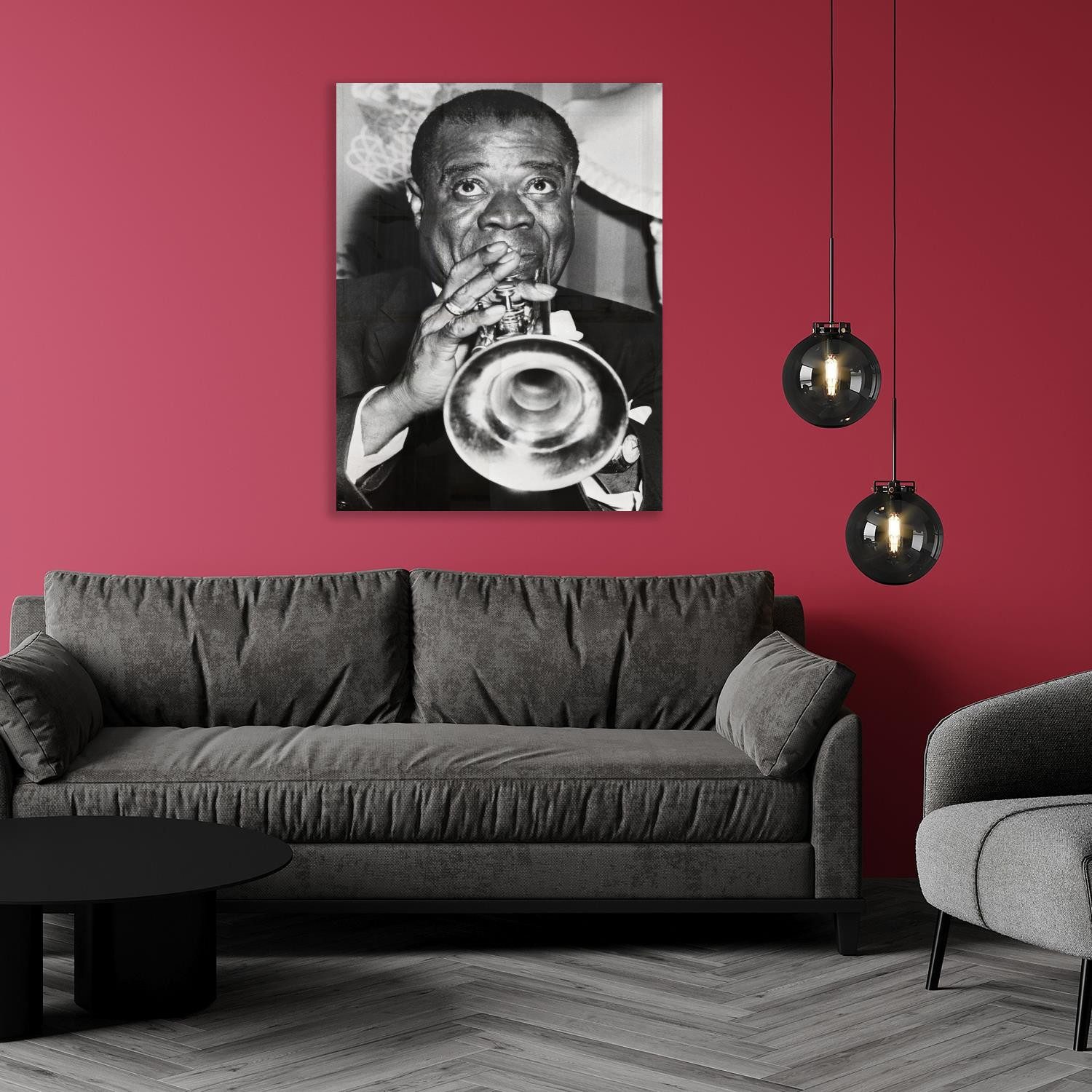 Queence Acrylglasbild Louis Armstrong Mann Schwarz Weiß Stars Fine