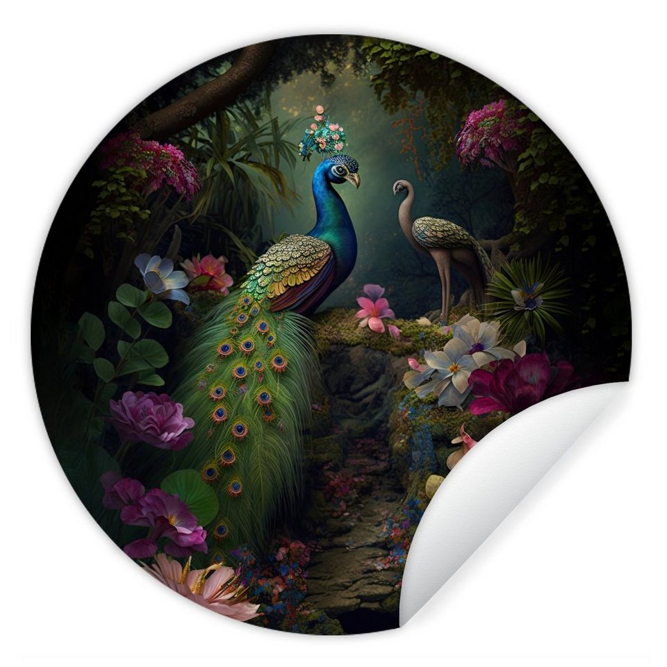 Muchowow Wandsticker Pfau Blumen Vögel Dschungel 1 St