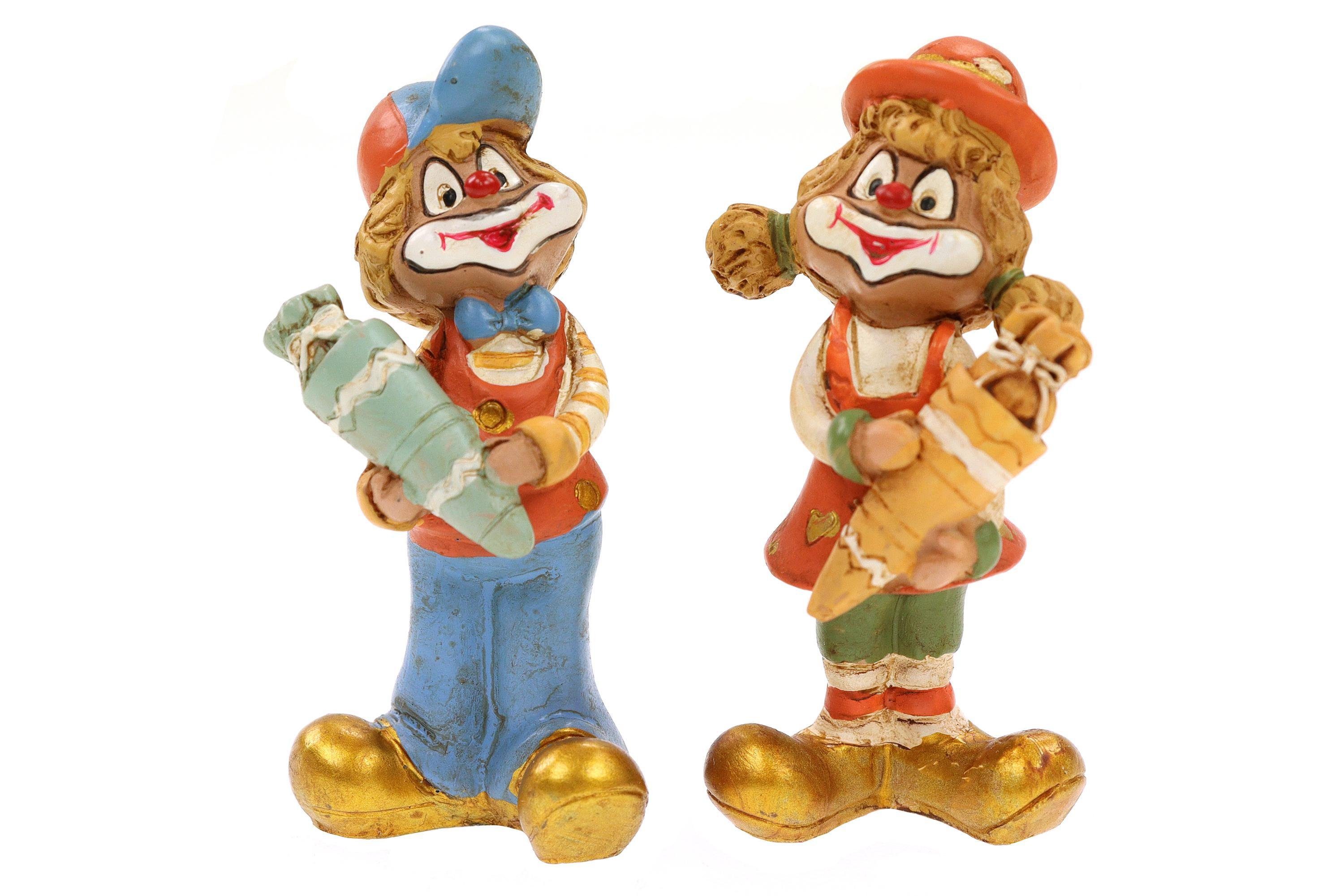 Ellug Dekofigur 2er Set Deko Figuren Clown Junge Und Mädchen Mit Schultüten