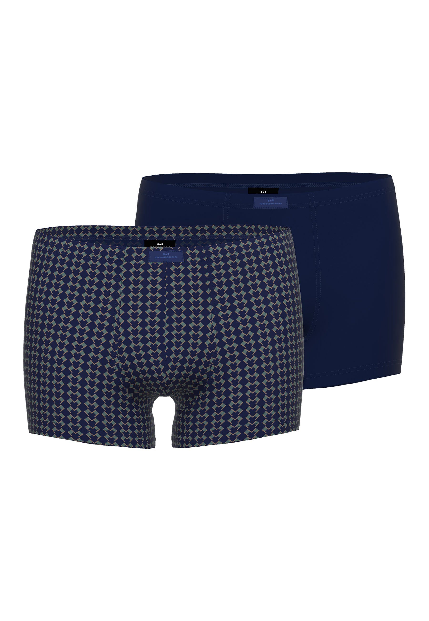 GÖtzburg Boxershorts GÖtzburg Herren Pants Blau Bedruckt 2er Pack 2 St