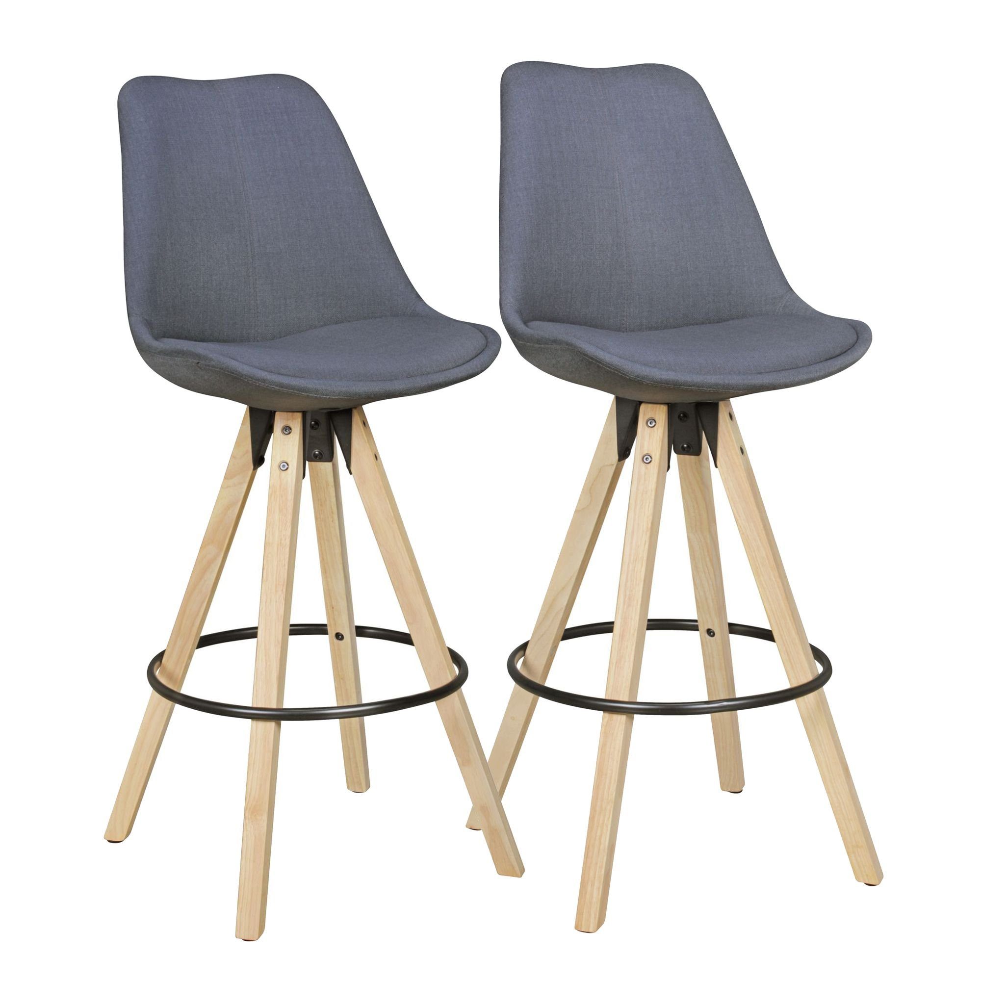 Möbelando Barhocker 2er Set Barhocker Lima Anthrazit Retro Design 2er