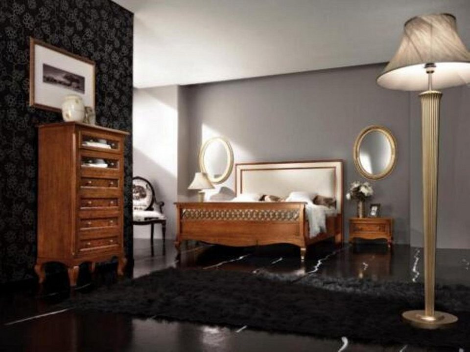 Jvmoebel Schlafzimmer Set Luxus Set 4tlg Bett 2 Nachttische Kommode
