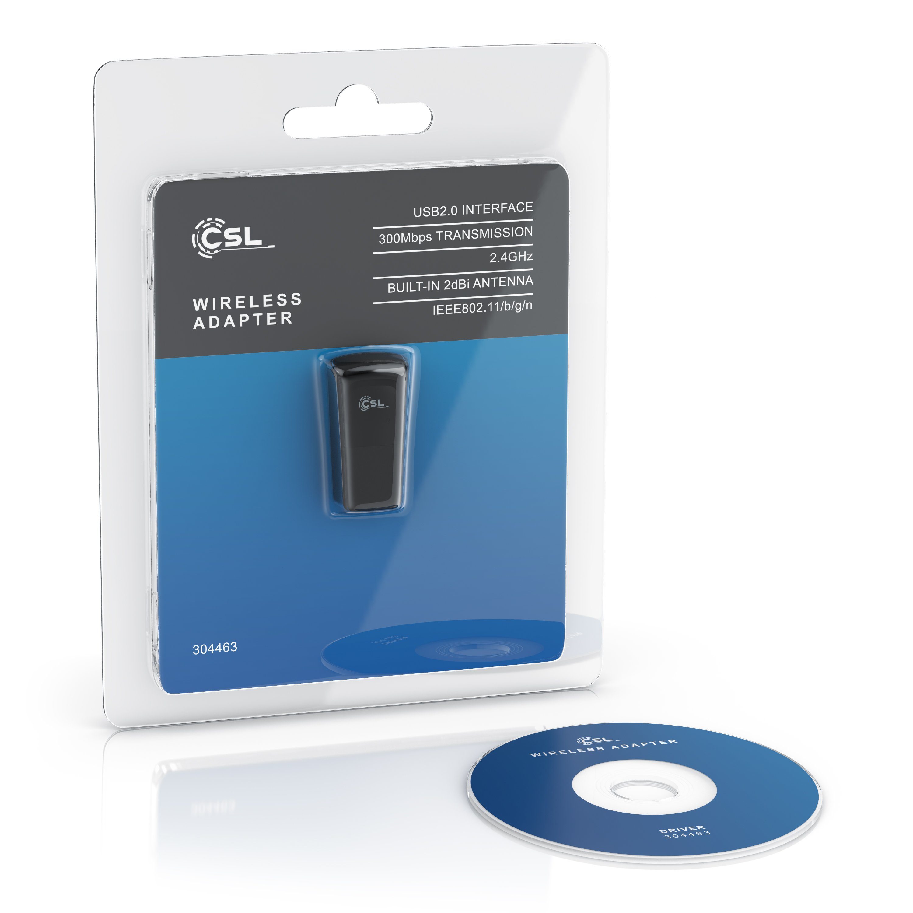 CSL WLAN-Dongle, 300 Mbit/s USB Stick WiFi Adapter 2,4 Ghz 2T2R ...