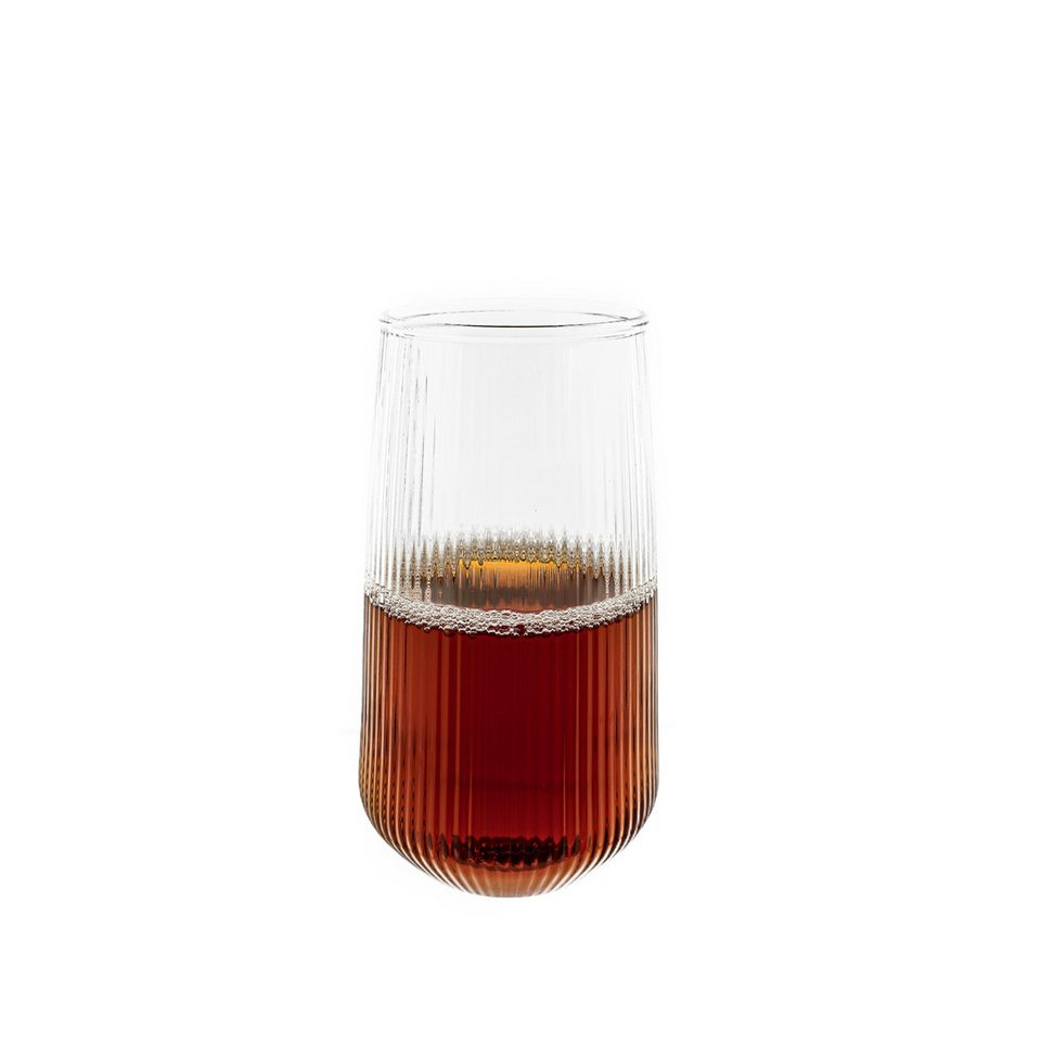 Mulex Glas Glas 2er Set Stripe Riffel Longdrink Glas Glas