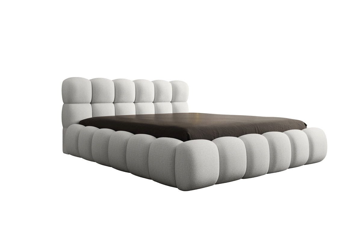 Luxusbetten24 Polsterbett Designer Polsterbett Boston Bouclé, mit Stauraum