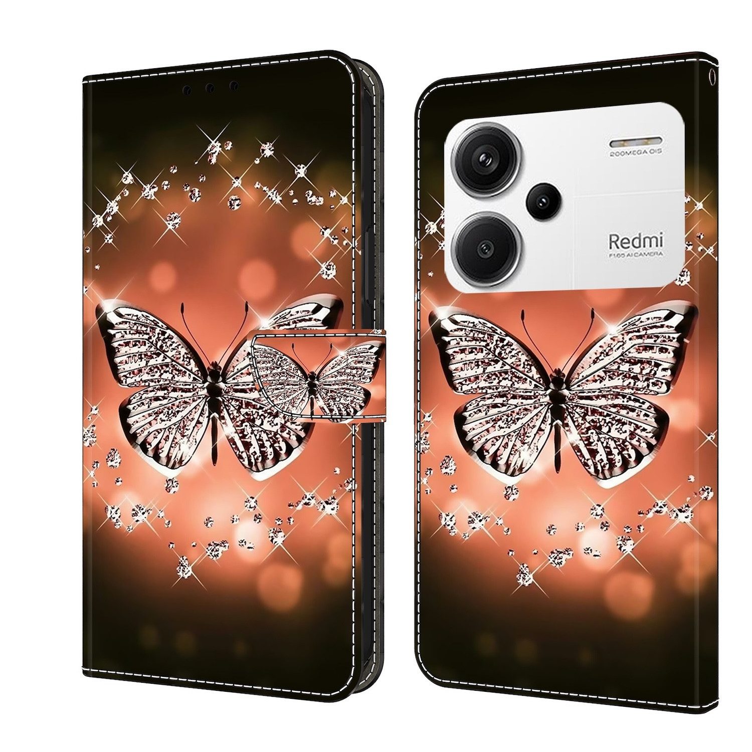Wigento Handyhülle Für Xiaomi Redmi Note 13 Pro Plus Kunst Leder Book