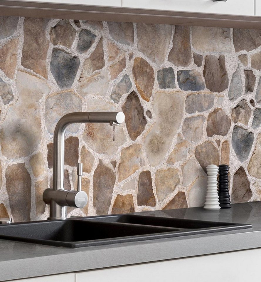 Mymaxxi Dekorationsfolie Küchenrückwand Selbstklebend Mauer Natursteine