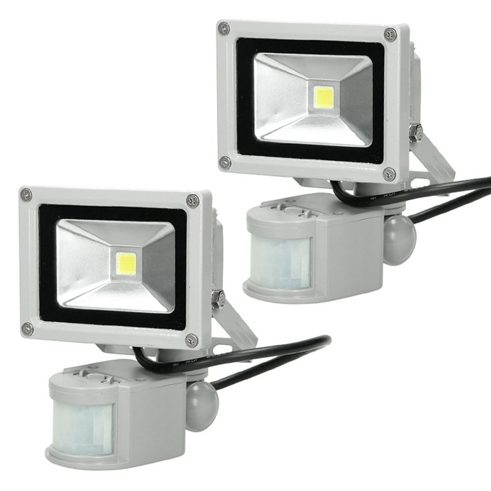 Ecd Germany Led Flutlichtstrahler 2 X Led Flutlicht Sensor 10w Kaltweiß