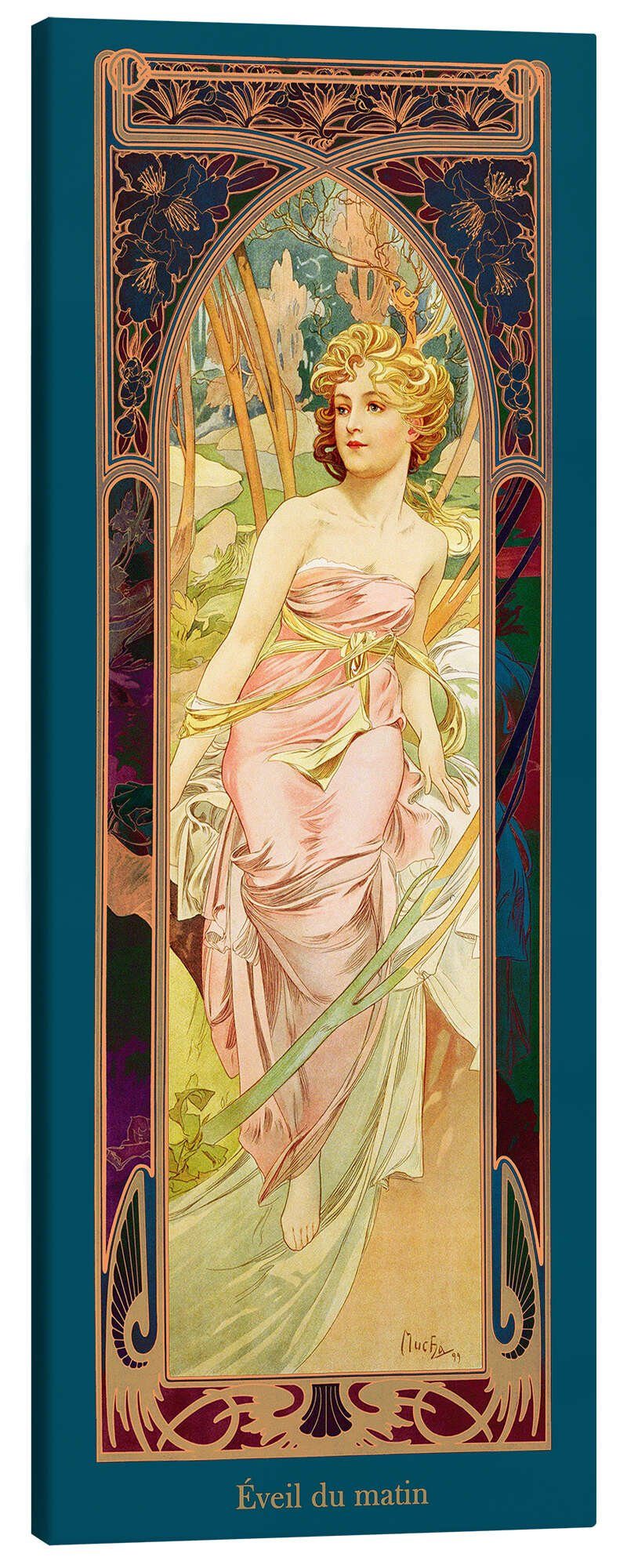 Posterlounge Leinwandbild Alfons Mucha Die Vier Tageszeiten Erwachen