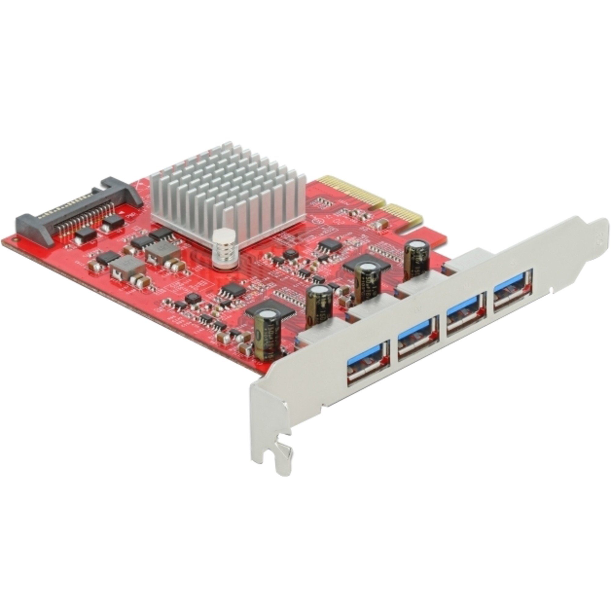 Delock PCIe x4 > 4x extern USB-A 3.2 Gen 2 Mainboard, Chip: Asmedia ...