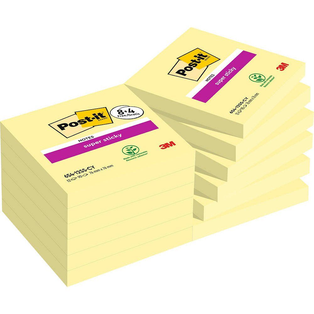 Post-it® Uhr 8 + 4 GRATIS: Post-it® Super Sticky Haftnotizen extrastark ...