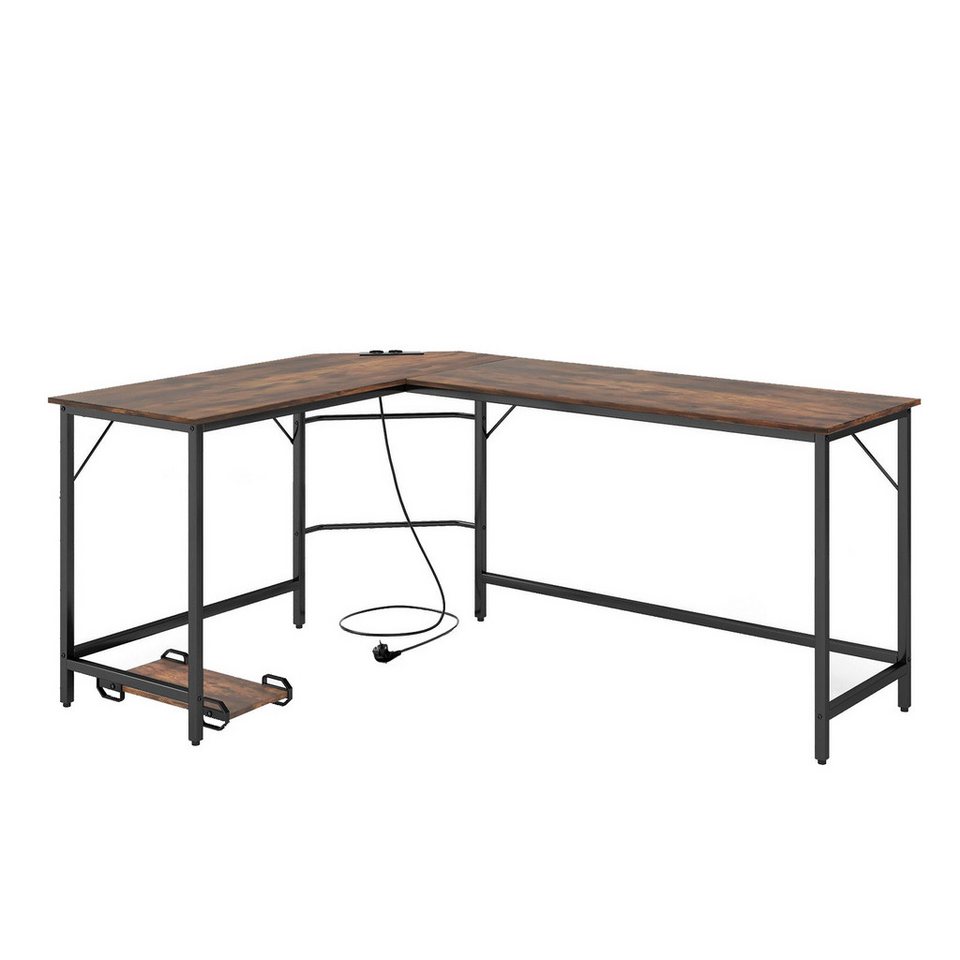 Costway Eckschreibtisch L Förmig Mit Steckdosen And Cpu Ständer