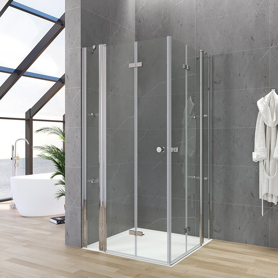 Aquabatos Eckdusche Duschkabinen Faltbar Falttür Dusche Ecke