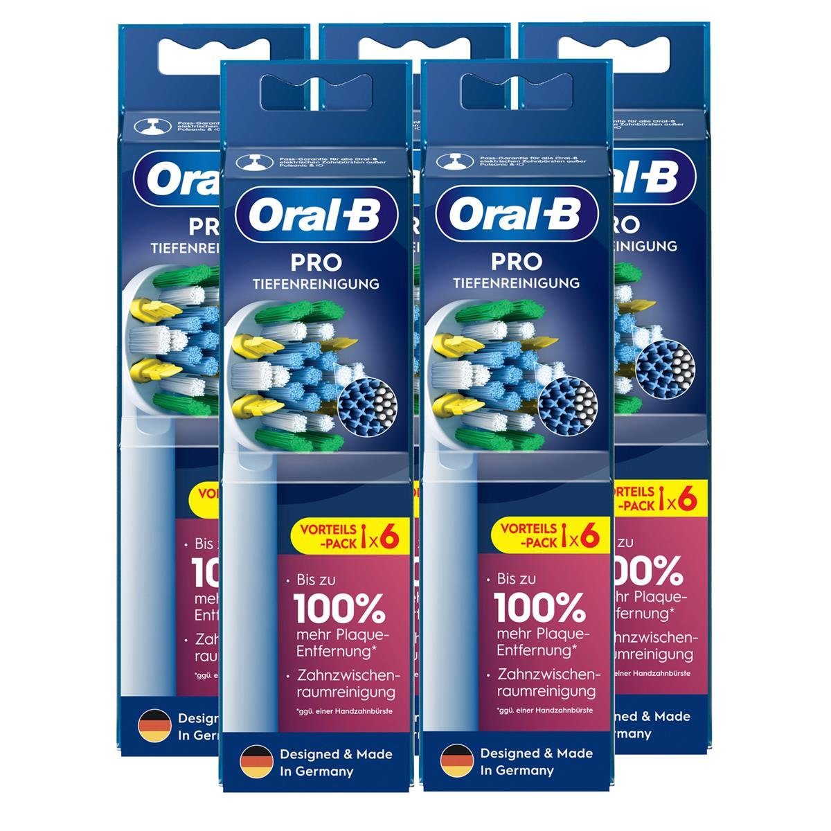 Oral-B Aufsteckbürsten Oral-B Pro Tiefenreinigung Ersatz-Bürstenköpfe 6stk. - Zahnbürste (5er ...