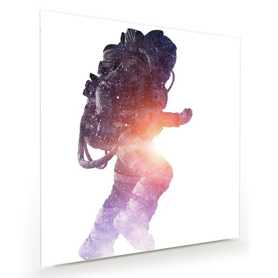 Primedeco Glasbild Wandbild Quadratisch Astronaut beleuchtet mit ... Primedeco Glasbild Wandbild Quadratisch Astronaut beleuchtet mit ...