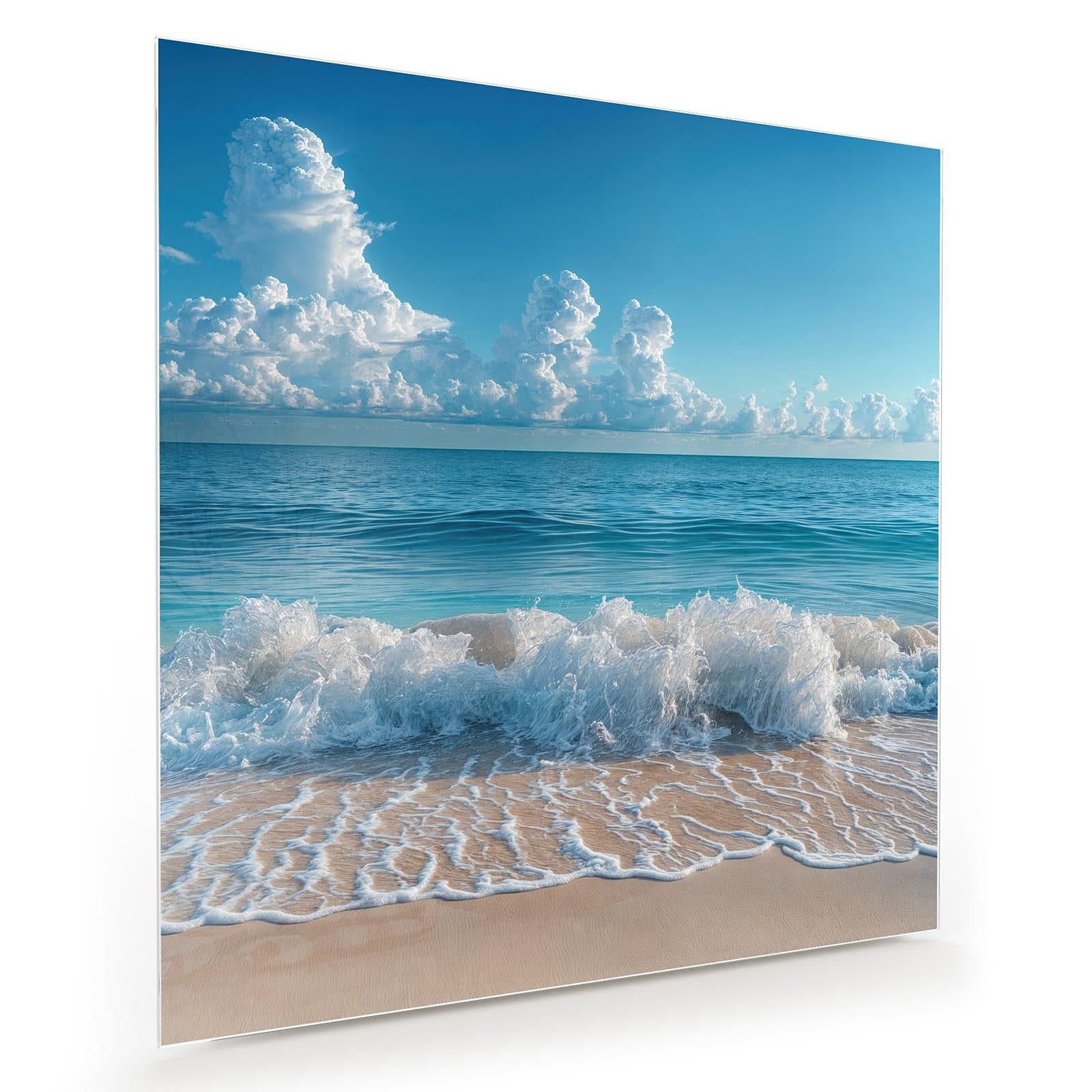 Primedeco Glasbild Wandbild Quadratisch Meereswellen mit Aufhängung, Strand & Meer (21 ...