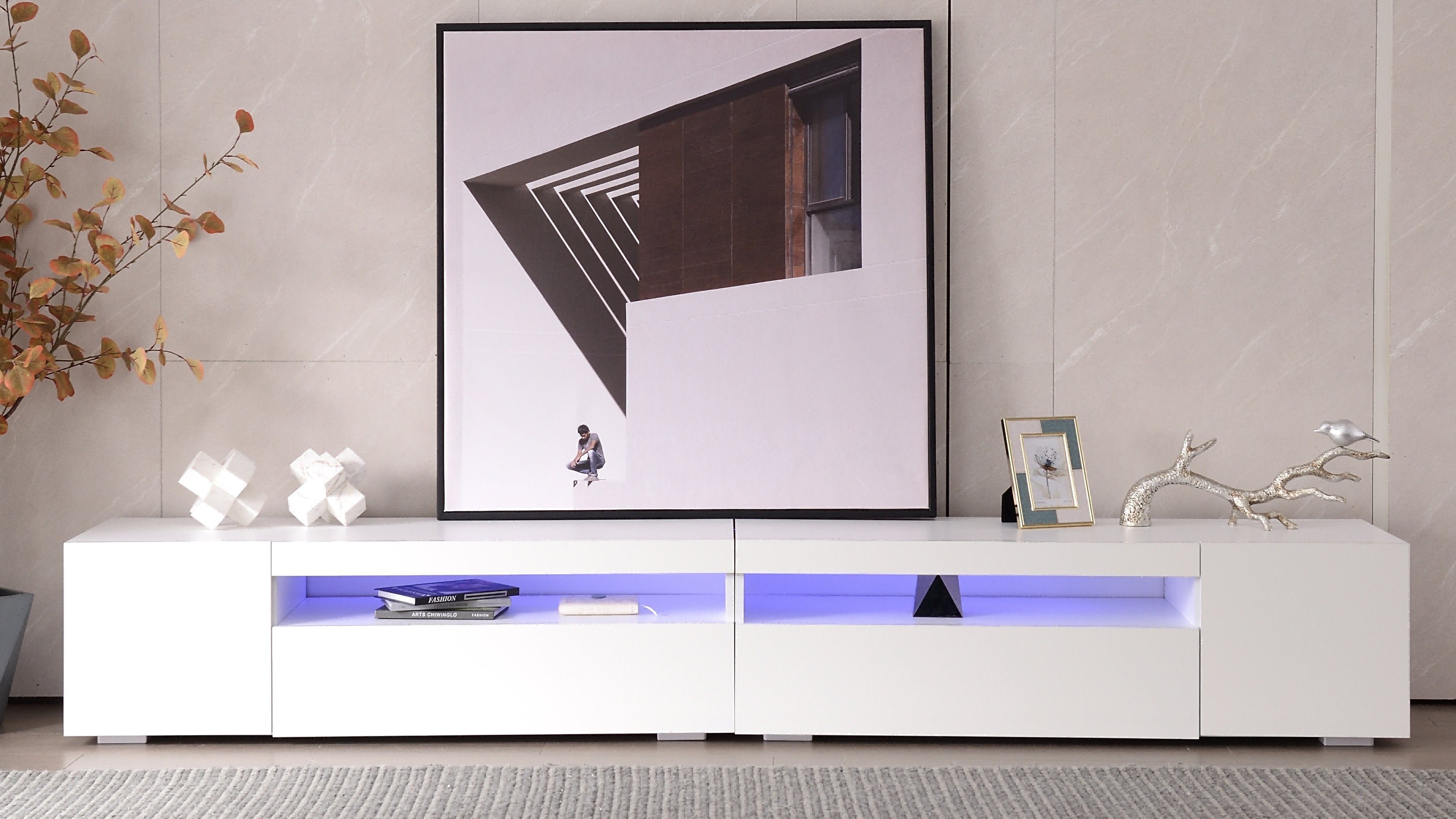 Extsud Tv Schrank Weißer Moderner Tv Schrank Mit Hellem Panel