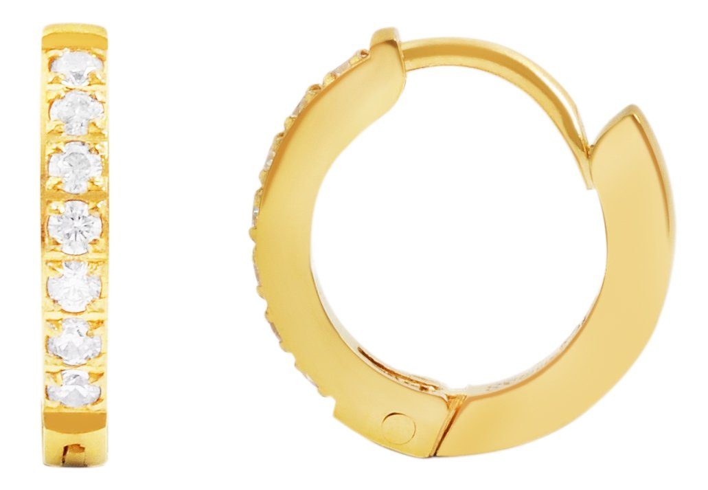 AKZENT Paar Creolen Nieva Klapp-Creolen aus Edelstahl mit Similisteinen (Paar, Paar)