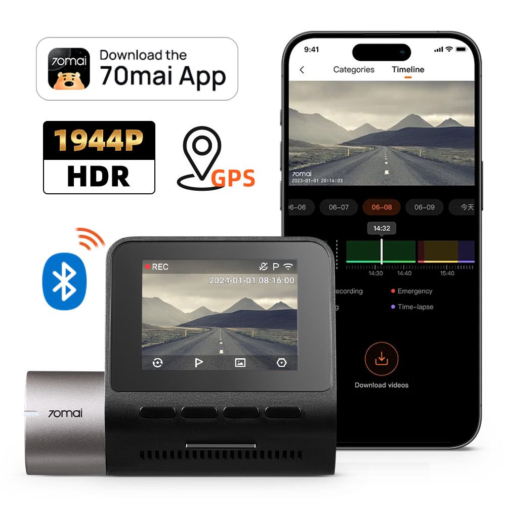 70mai A510 Auto Dashcam GPS Dashcam (3K HDR, WLAN (Wi-Fi), MaiColor Vivid+ Solution, Night Owl ...