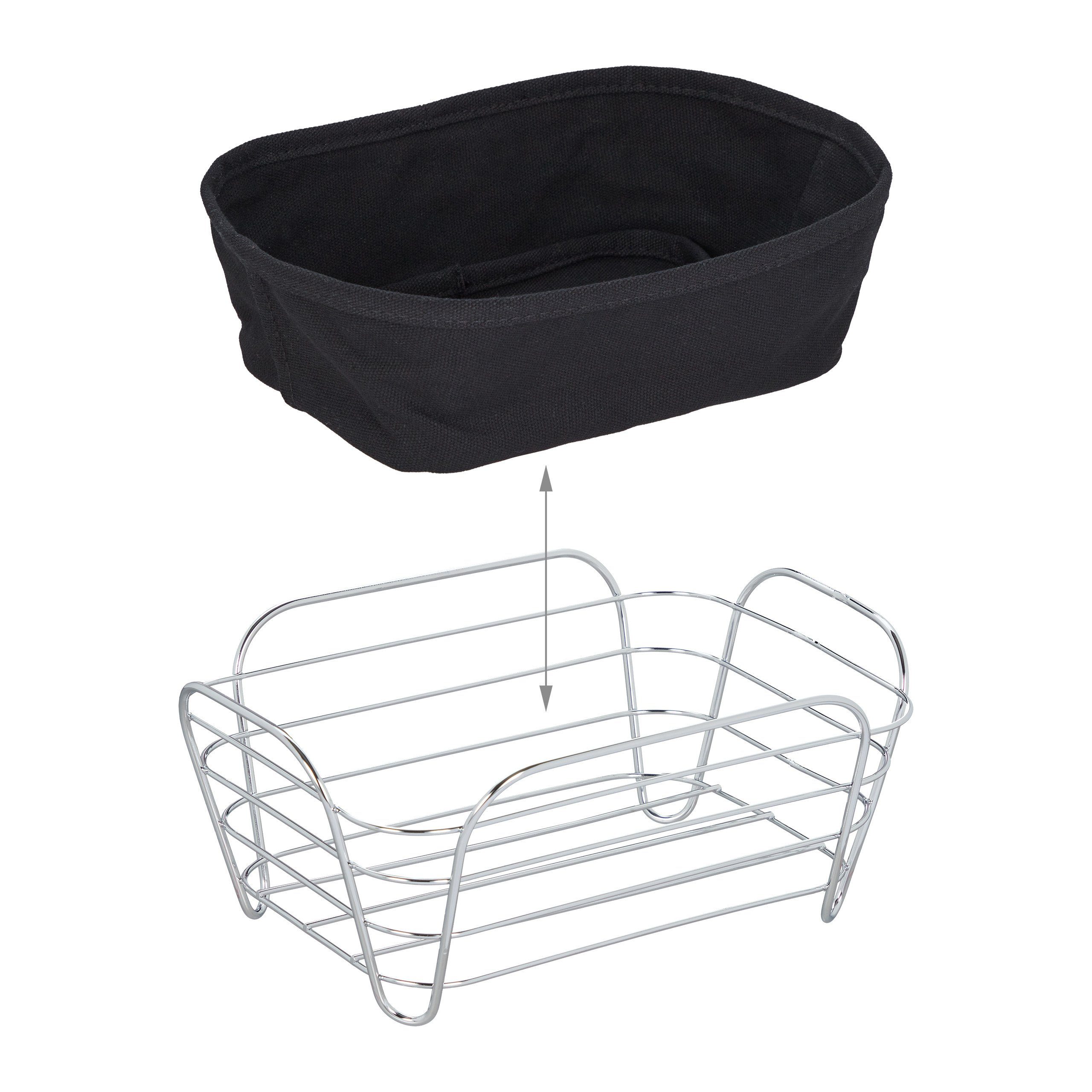 relaxdays Brotkorb Brotkorb Metall mit Stoffeinsatz, Eisen, Schwarz ...